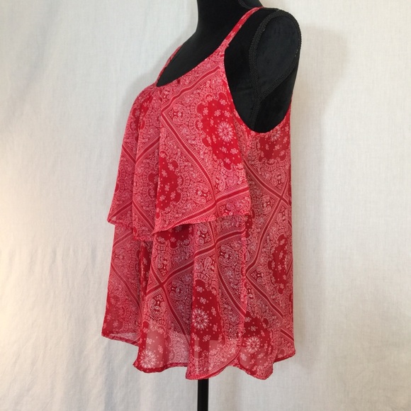 No Boundaries | Tops | Red Tiered Bandana Print Boho Top | Poshmark